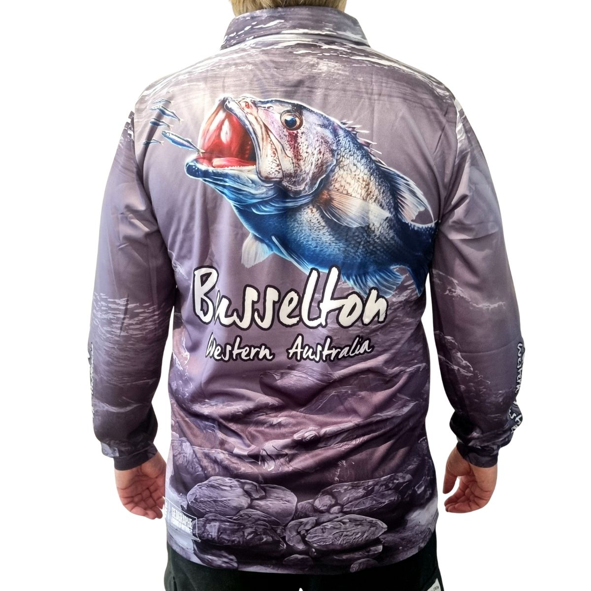 Geographe Busselton Dhufish Shirt Grey - Geographe Fishing and Outdoors